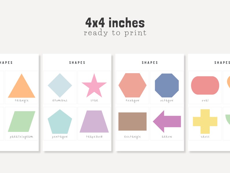 16 Preschool Shapes Flashcards Toddler Learning Early Education ...