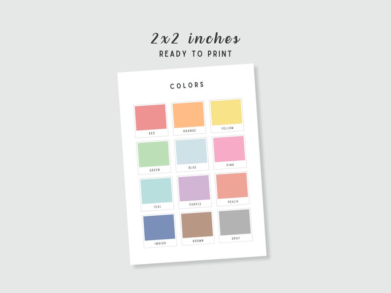 12 Color Cards Preschool Printable Educational Wall Toddler Education ...