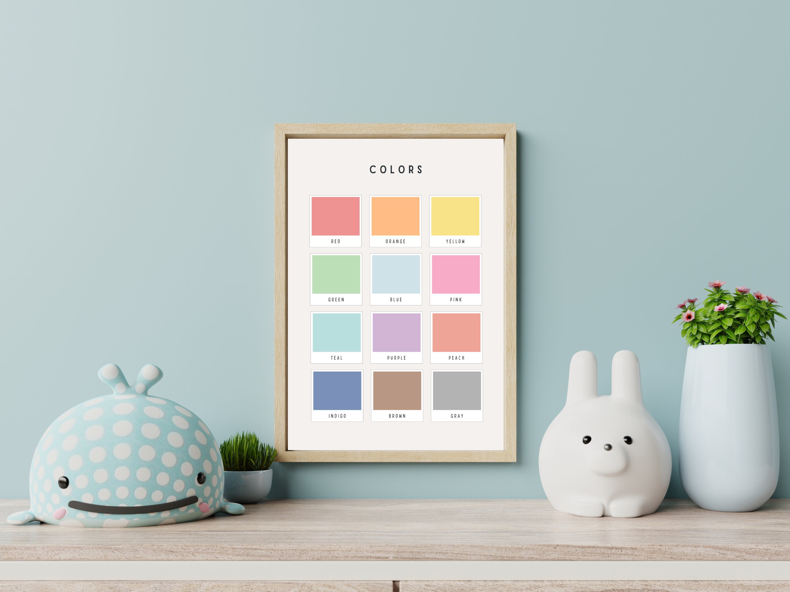 12 Color Cards Preschool Printable Educational Wall Toddler Education ...