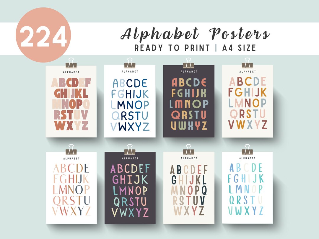 Pastel Colors Alphabet Poster ABC Printable Educational Wall Nursery ...