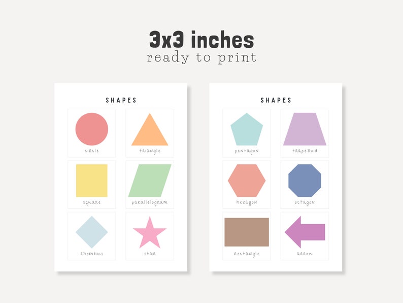 16 Preschool Shapes Flashcards Toddler Learning Early Education ...