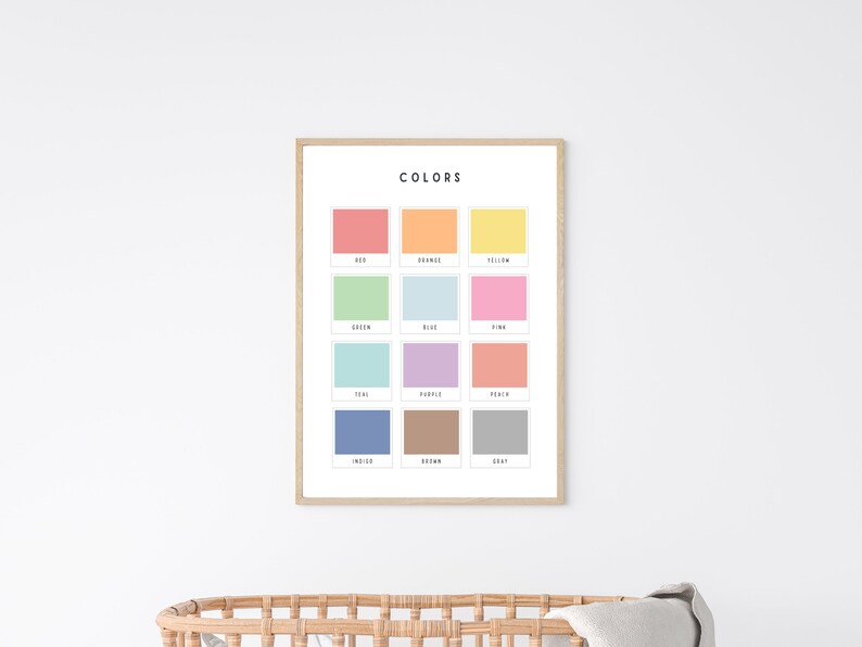 12 Color Cards Preschool Printable Educational Wall Toddler Education ...