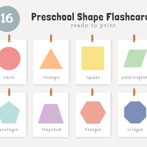 16 Preschool Shapes Flashcards Toddler Learning Early Education ...