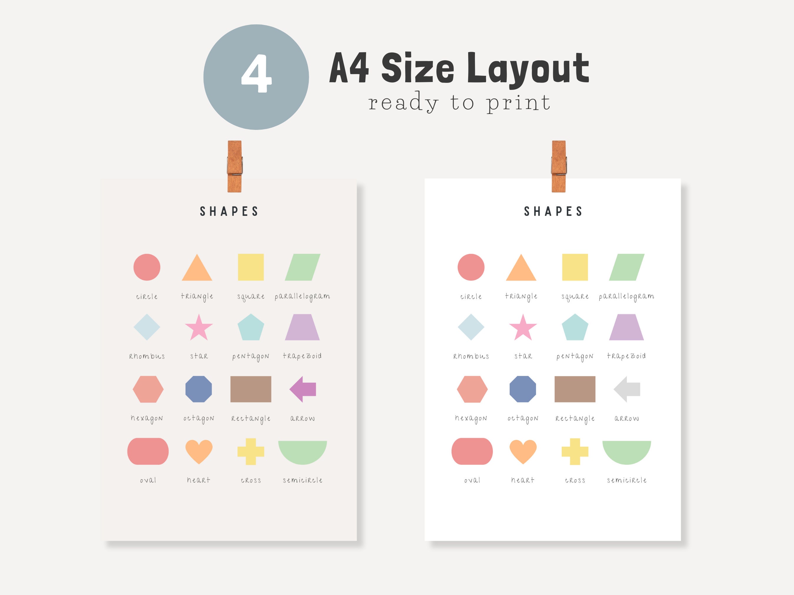 16 Preschool Shapes Flashcards Toddler Learning Early Education ...