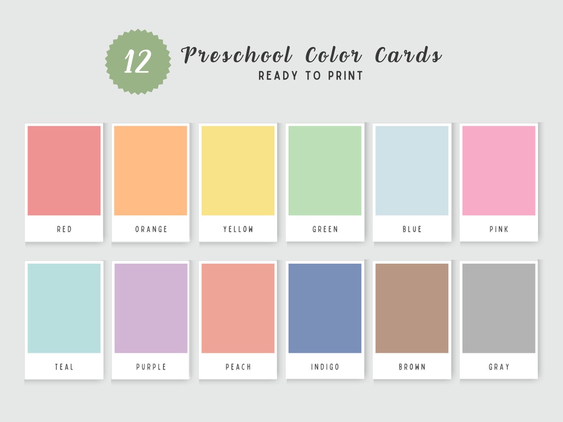 12 Color Cards Preschool Printable Educational Wall Toddler Education ...