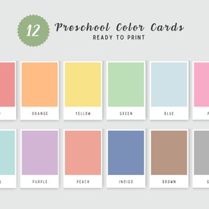 12 Color Cards Preschool Printable Educational Wall Toddler Education ...