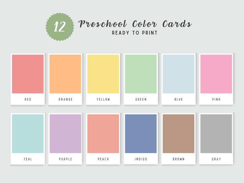 12 Color Cards Preschool Printable Educational Wall Toddler Education ...