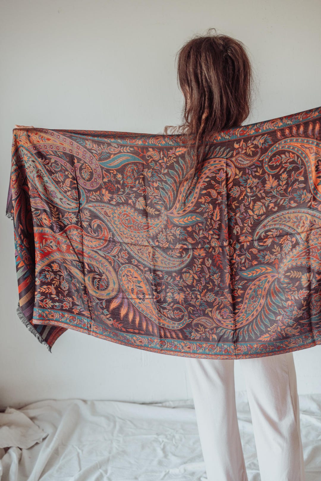 Black Raw Silk Robe, Reversible Long Scarves, Elegant Raw Silk Shawl ...