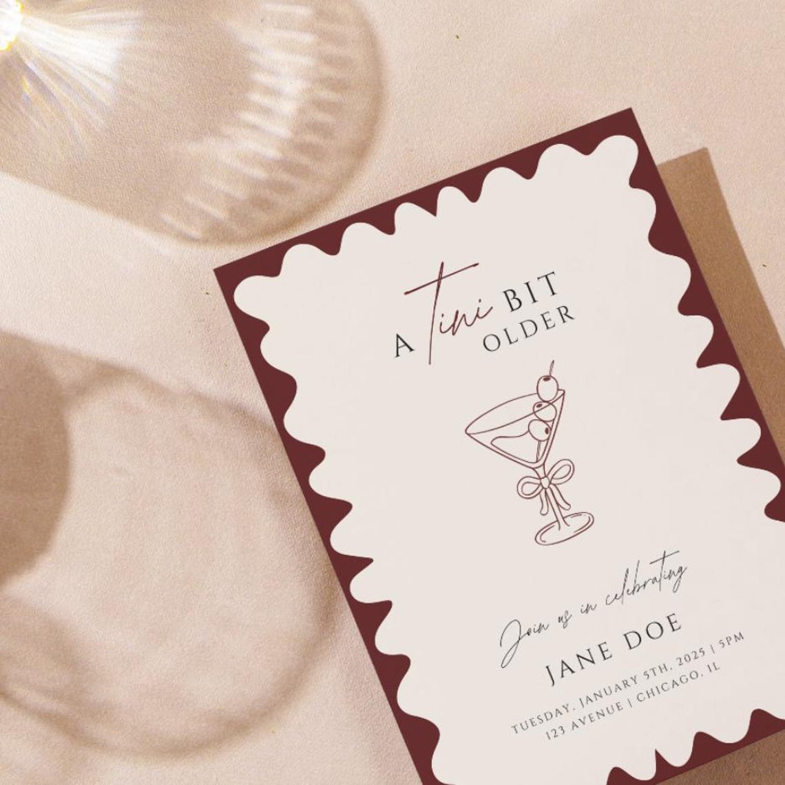 A Tini Bit Older Invitation - Maroon (digital 5x7) - Etsy