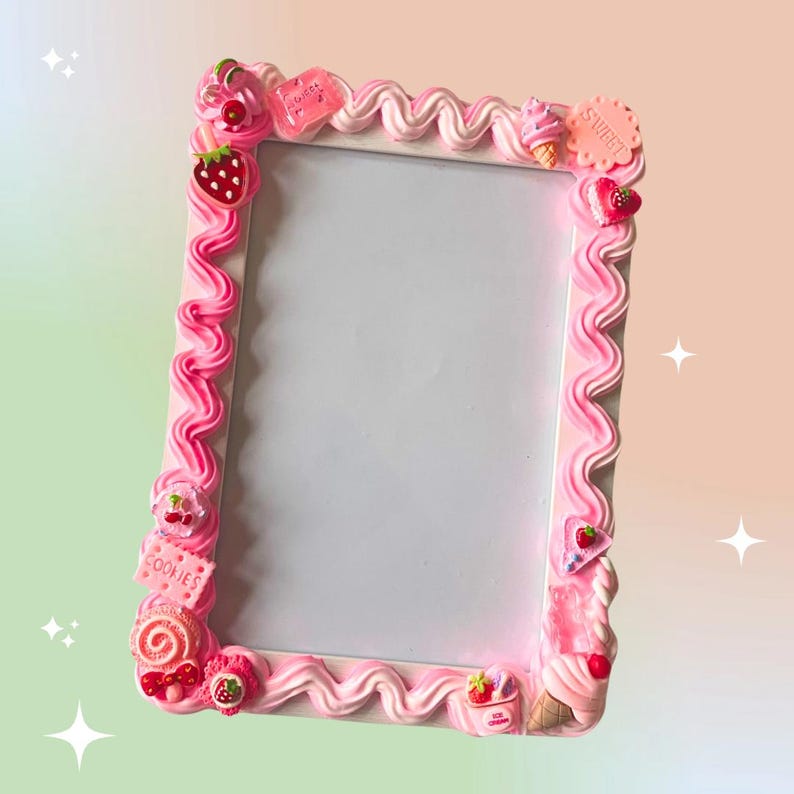 Custom Photo Frame Decoden in Strawberry Cake Swirl Dessert 6x4 Inch - Etsy