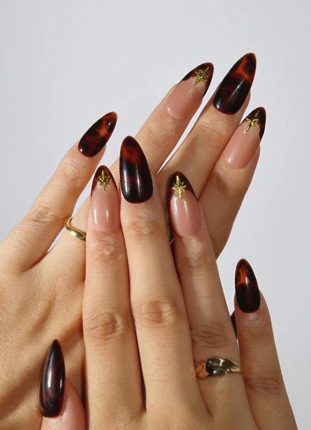 Morning Star Tortoise Shell Press on Nail Gel Nails Luxury Handmade ...