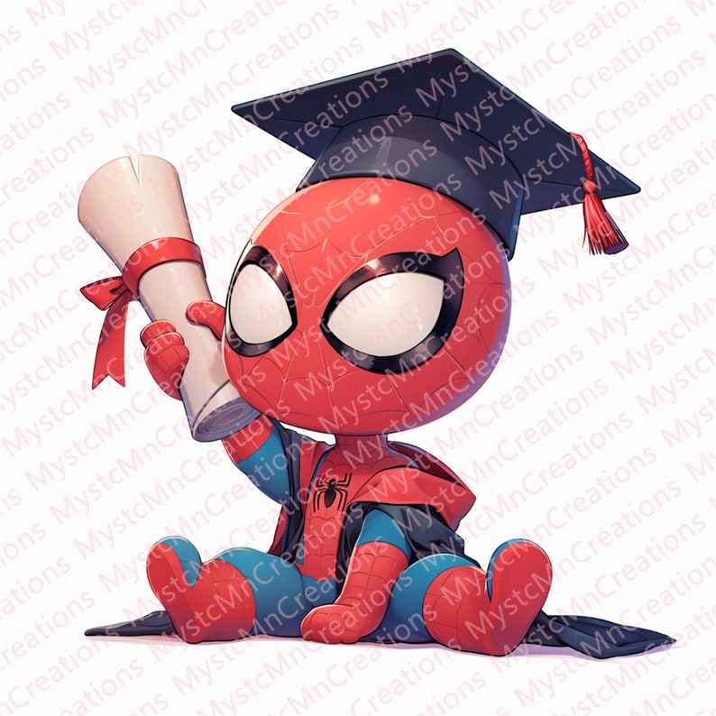 Spider-man Baby Png With Bachelor's Hat and Diploma, Cute Spider-man ...