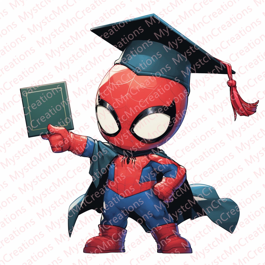 Spider-man Baby Png With Bachelor's Hat and Diploma, Cute Spider-man ...