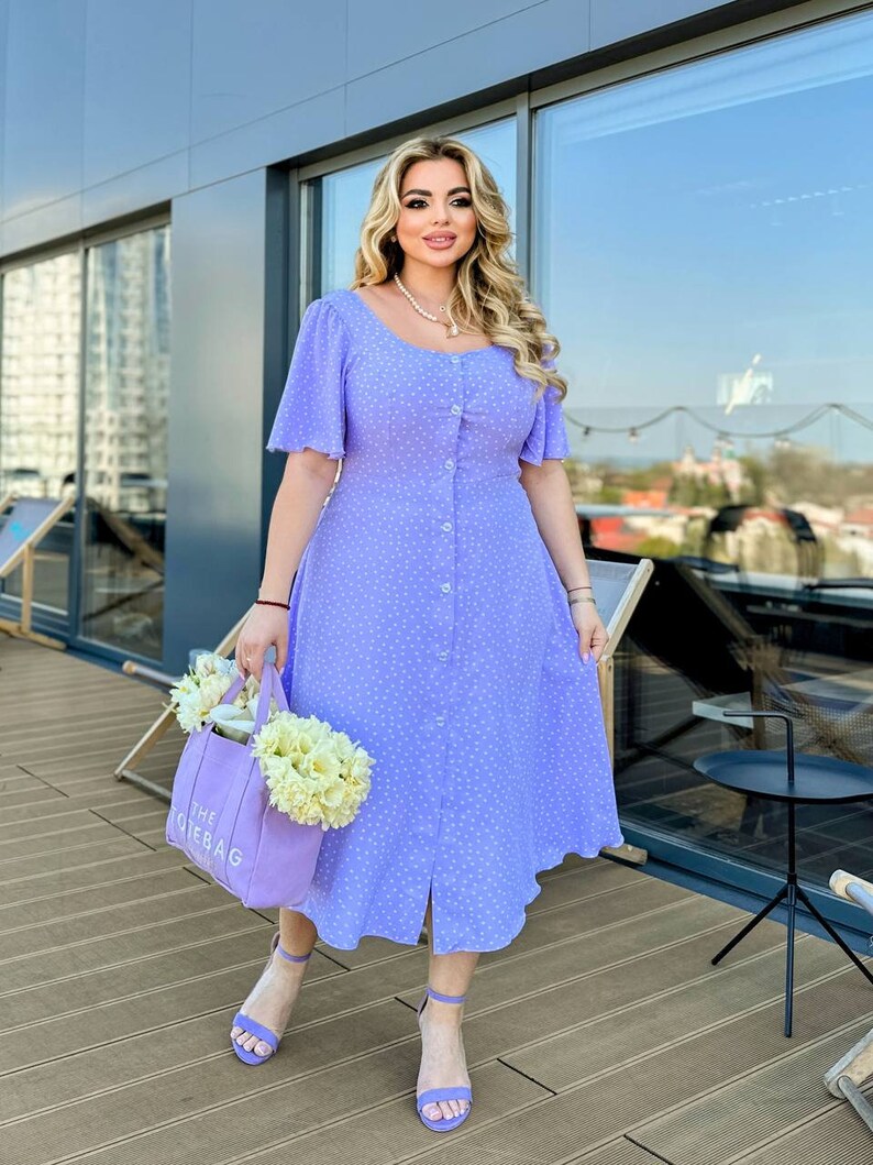 Light and Feminine Soft Fabric Dress for Curvy Women Sizes M-L-XL-XXL ...