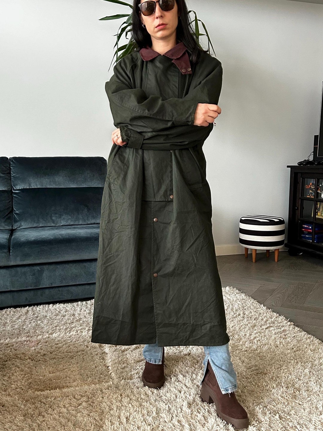 Vintage Unisex Outback Oilskin Duster / Trench / Riding Maxi Black ...