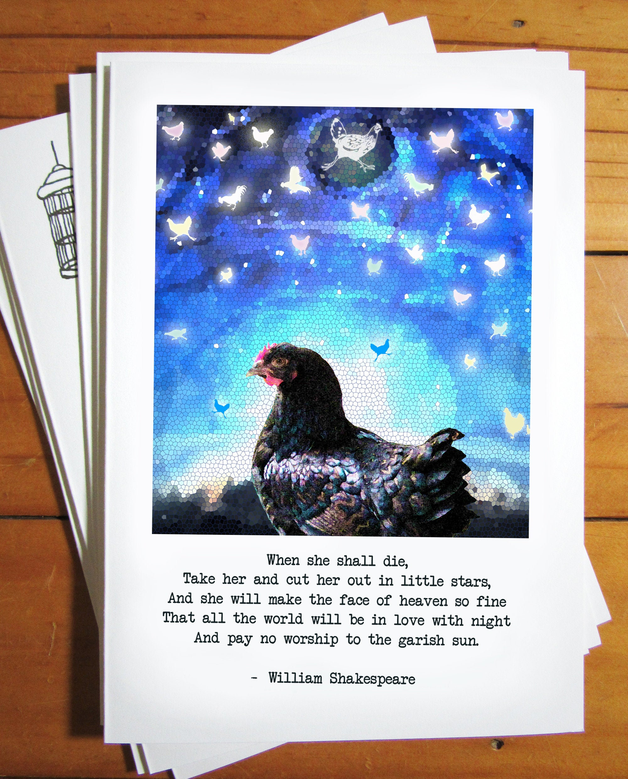 Literary Chicken Greeting Card William Shakespeare Cut Her Out in ...