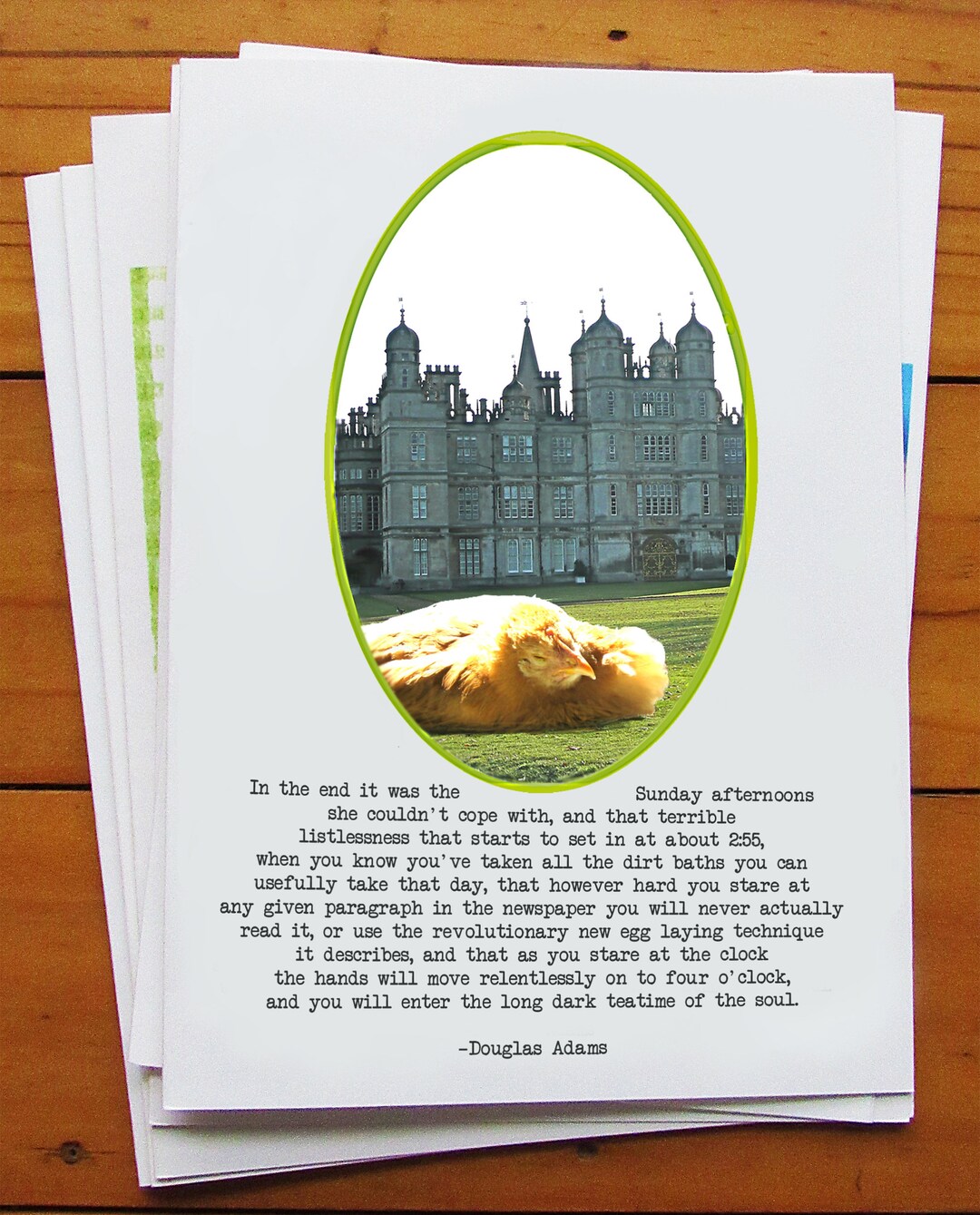 Literary Chicken Greeting Card - Douglas Adams; Long Dark Teatime of ...