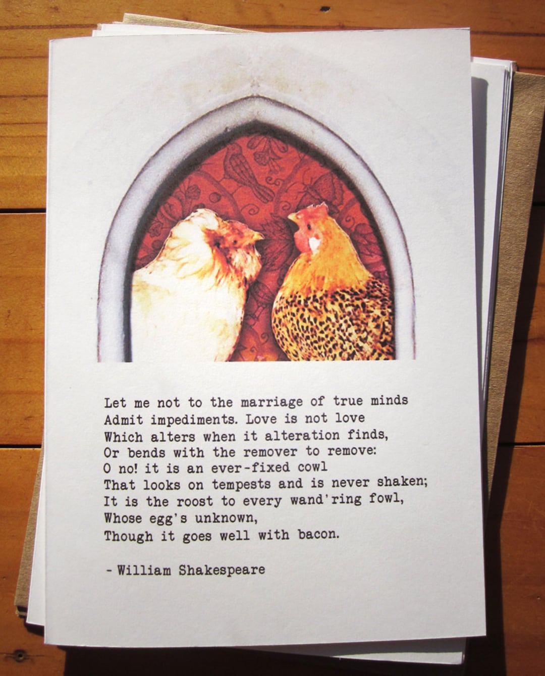 Literary Chicken Greeting Card - Shakespeare; True Minds - Etsy