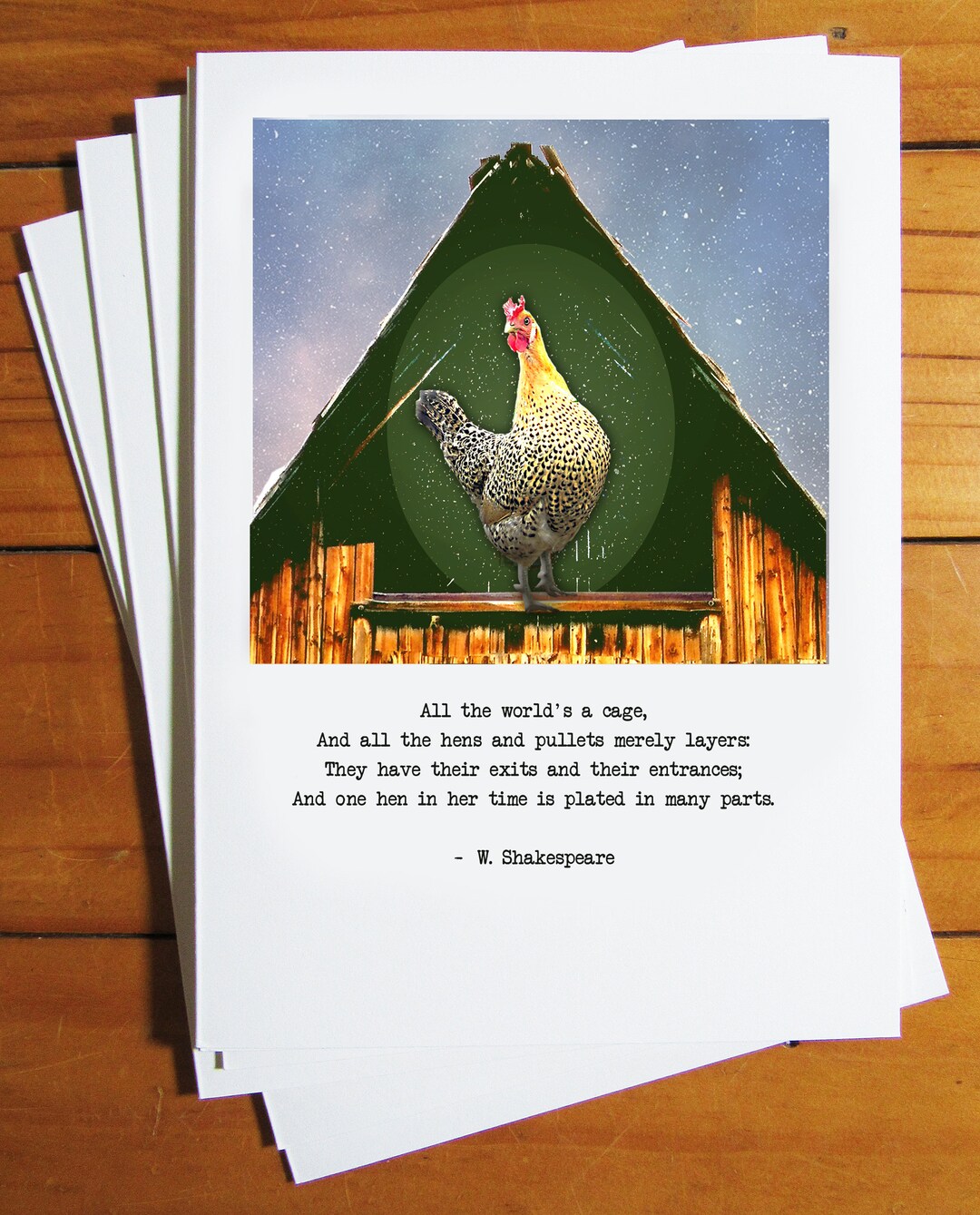 Literary Chicken Greeting Card - Shakespeare; All the World's a Cage - Etsy