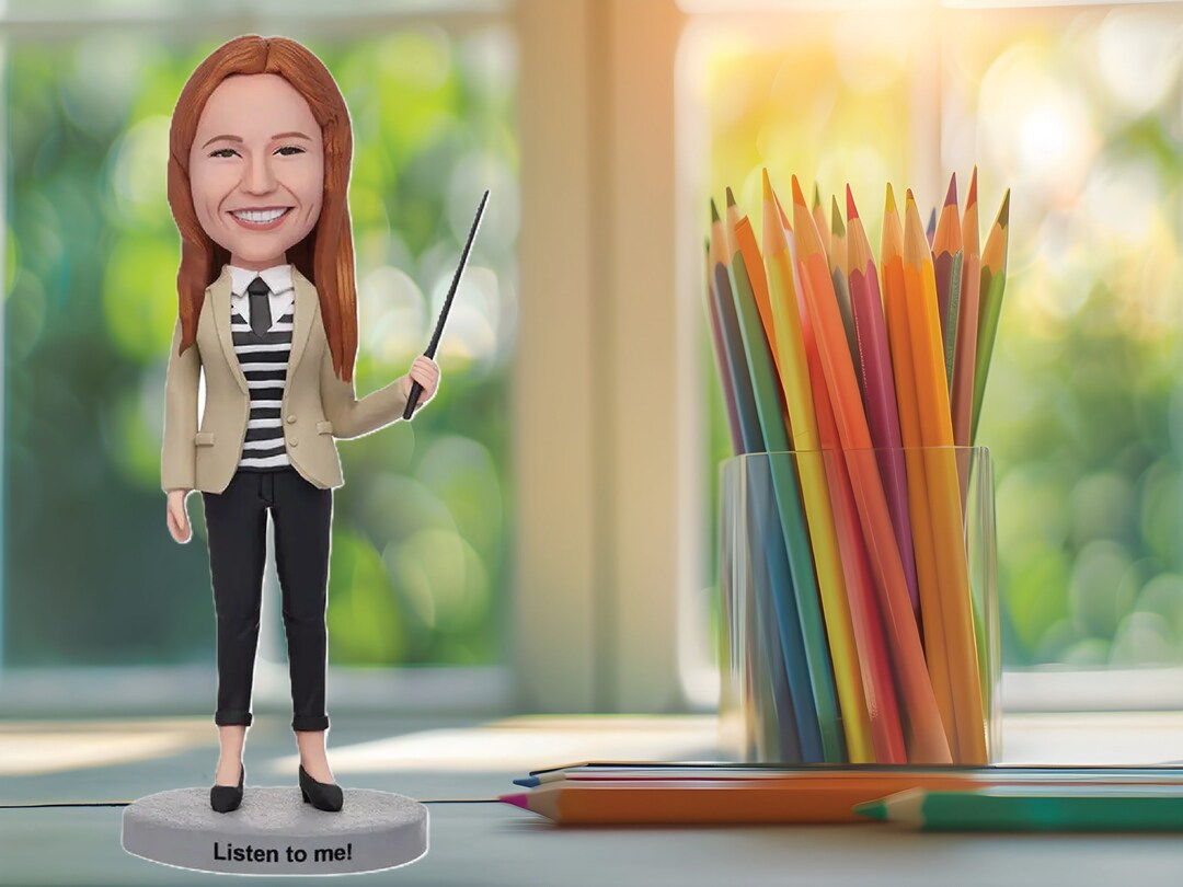 Personalized Female Teacher Bobblehead With Custom Engraved Text Unique ...