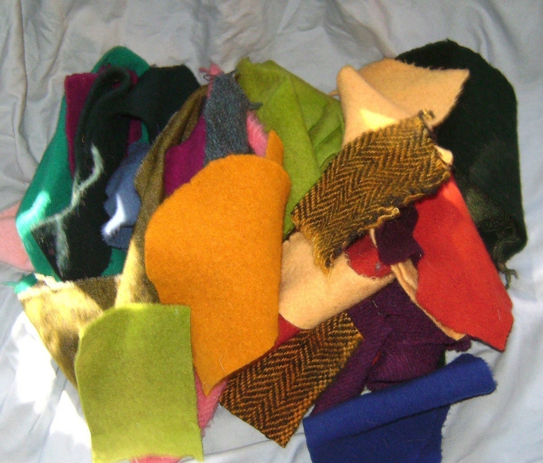 13 Ounces Pound Pure Wool Scraps Applique Penny Rug Hooking Needle ...