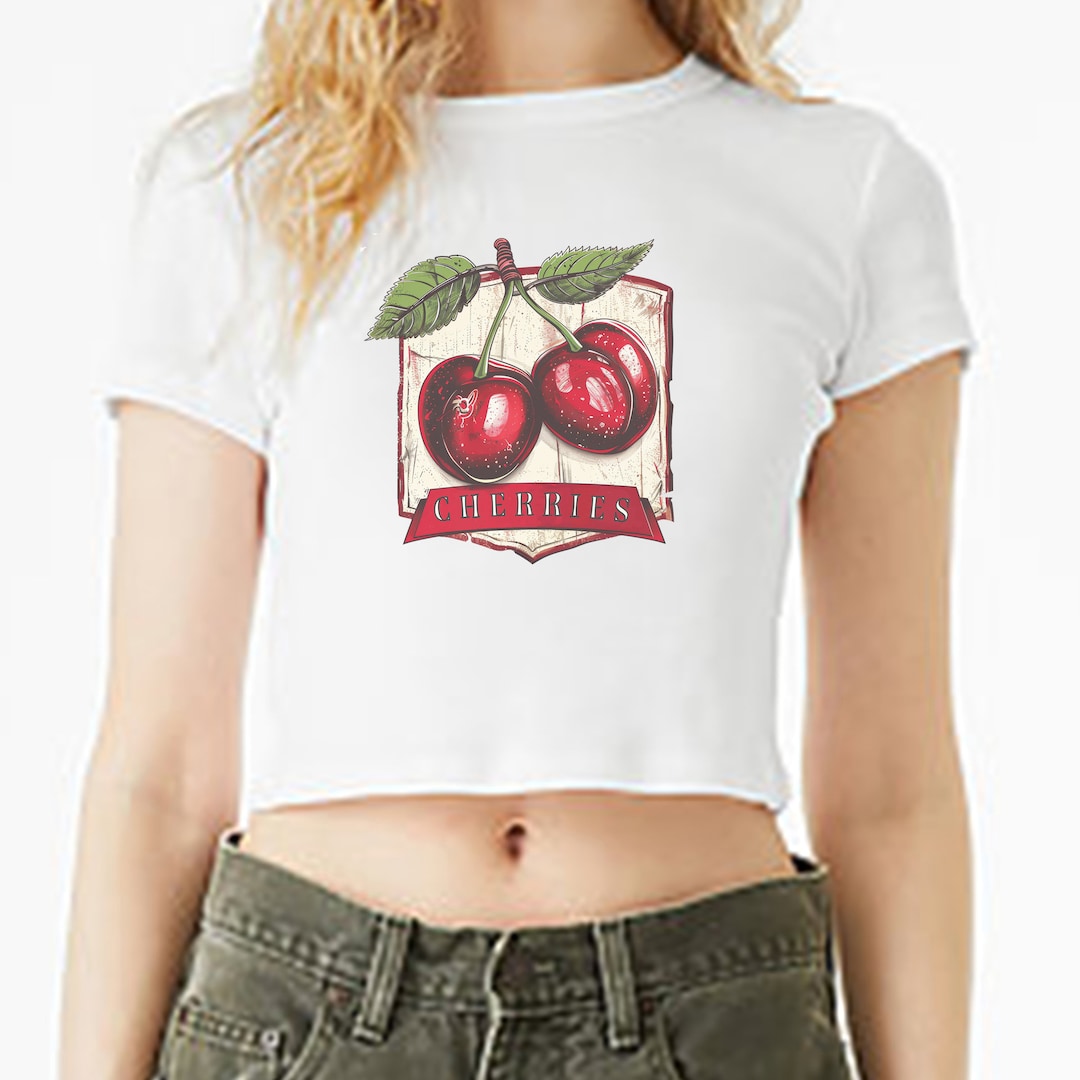 Cherries T-shirt Baby Tee Bellacanvas Women's Micro Rib Baby Tee Crop ...