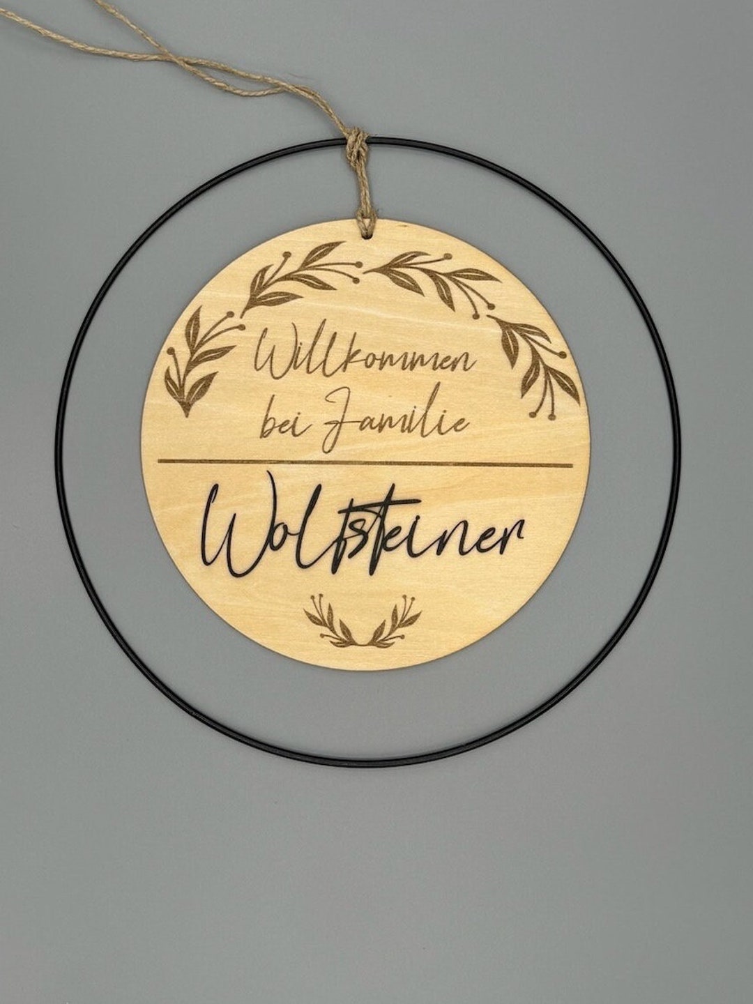 Personalized Wooden Door Sign With Last Name Welcome Ring Design ...