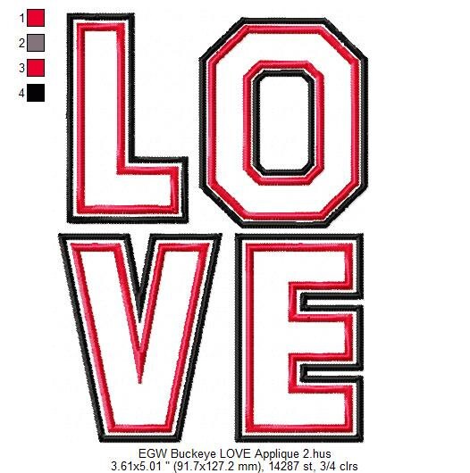 DIGITAL FILE Machine Embroidery Block Letters LOVE Applique - Etsy