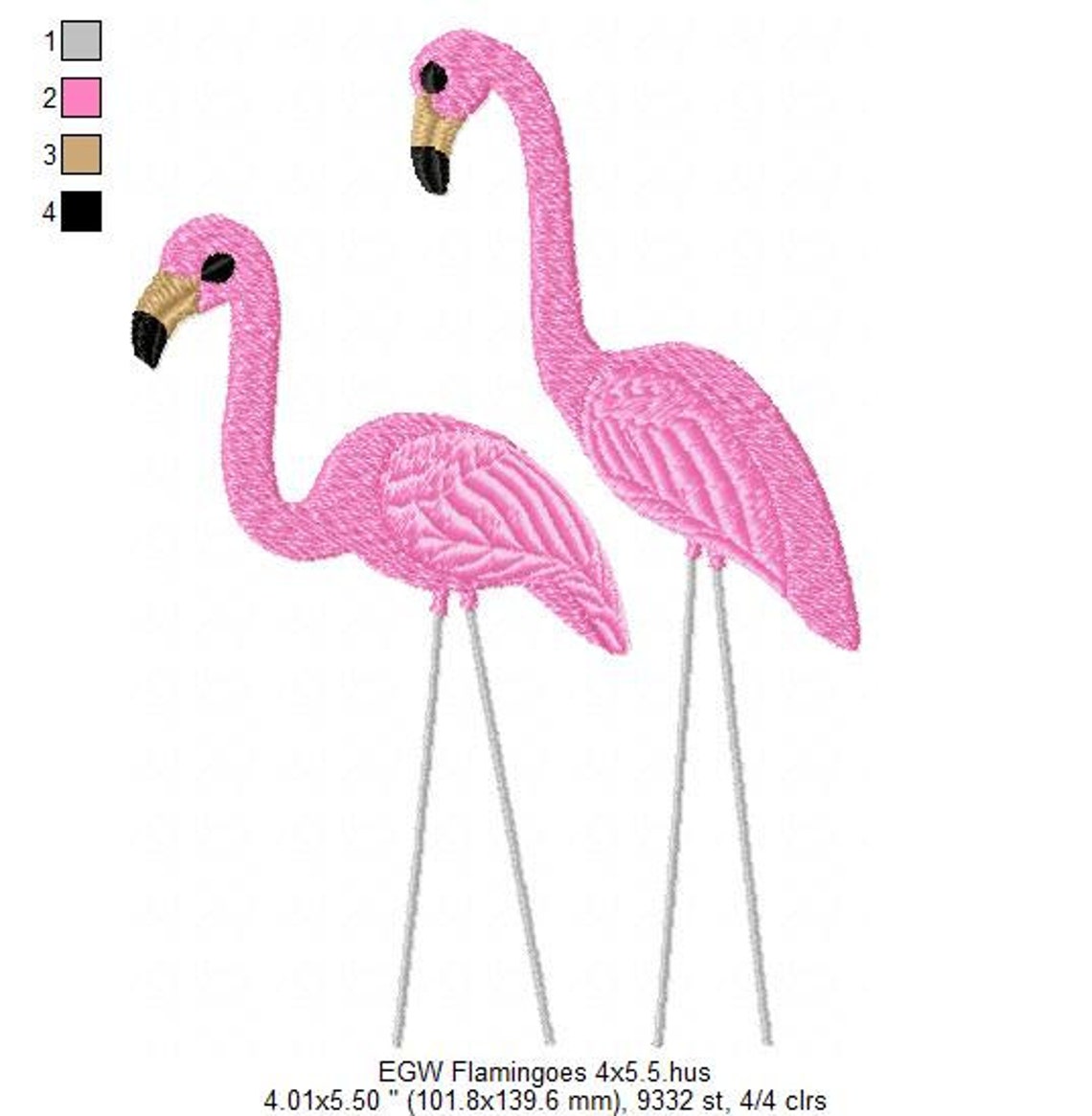 DIGITAL FILE Machine Embroidery Pair of Flamingos Lawn Art Lawn ...