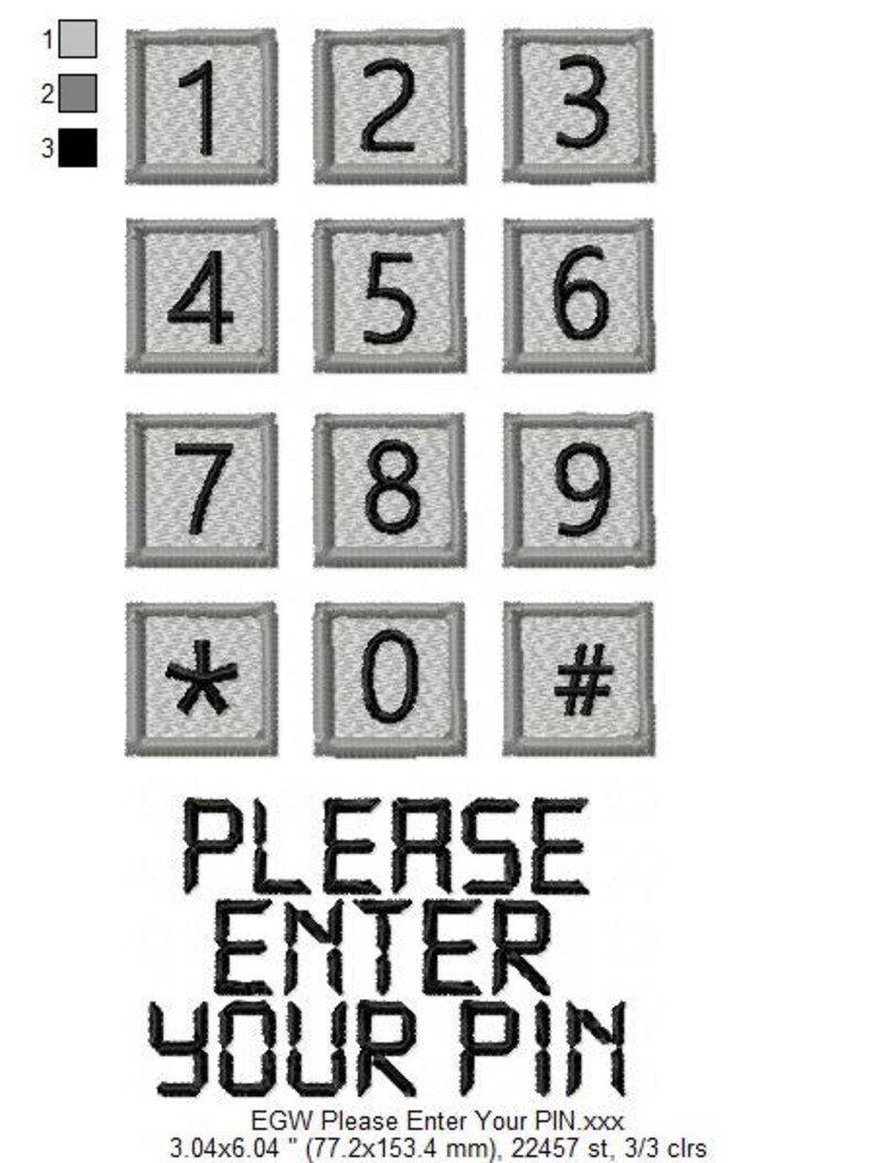 DIGITAL FILE Machine Embroidery Please Enter Your Pin Pin Cushion Key ...