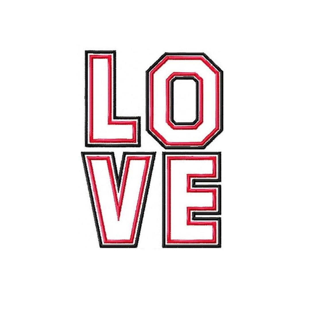 DIGITAL FILE Machine Embroidery Block Letters LOVE Applique Buckeyes ...