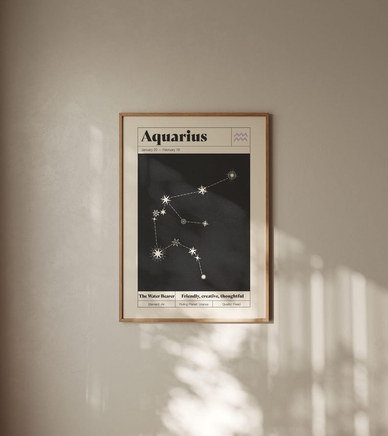 Aquarius Constellation Art Print – Celestial Zodiac Wall Decor - Etsy