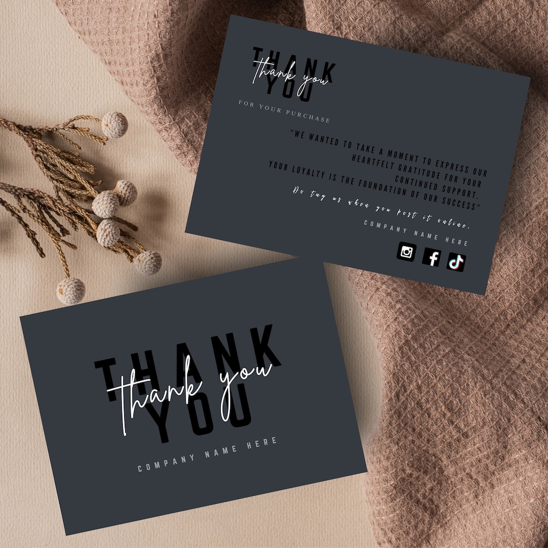 Smart Business Thank You Card, Thank You for Your Purchase, Black ...