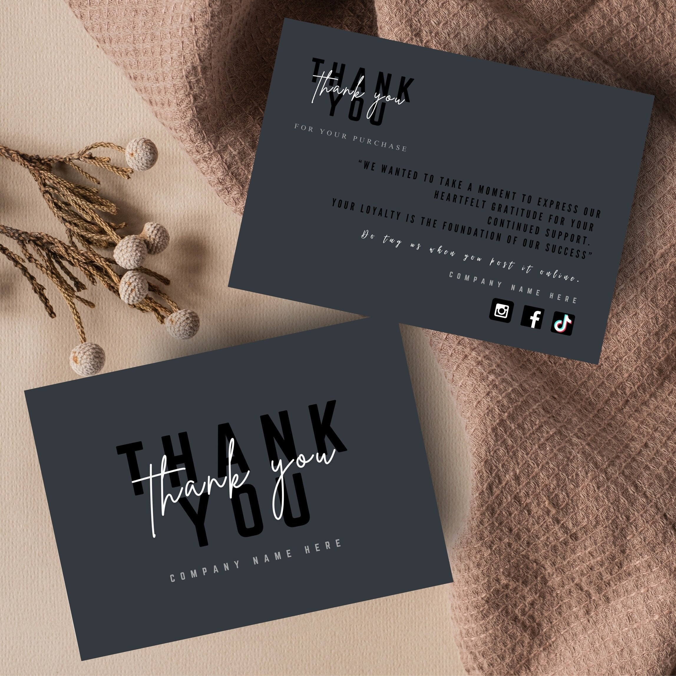 Smart Business Thank You Card, Thank You for Your Purchase, Black ...
