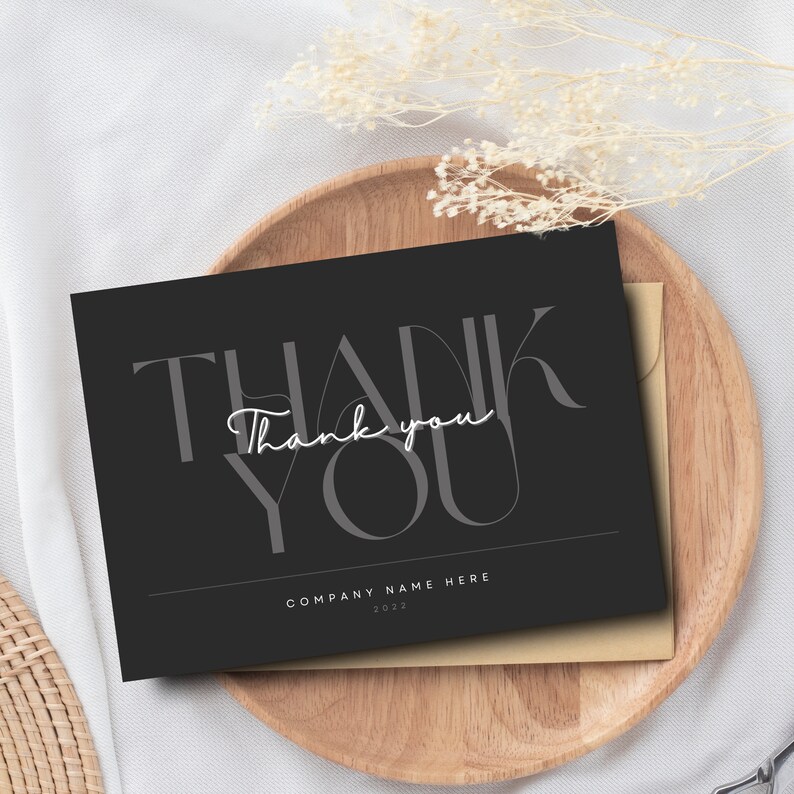 Grey Simple Exclusive Professional Business Thank You Card I Small ...