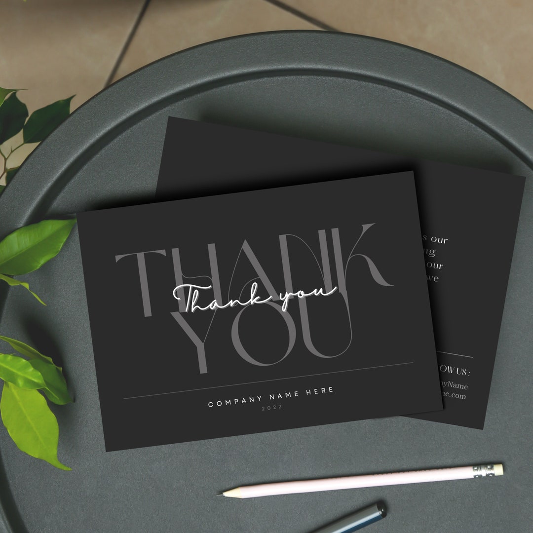 Grey Business Thank You Card Template: Customizable Design (digital) - Etsy