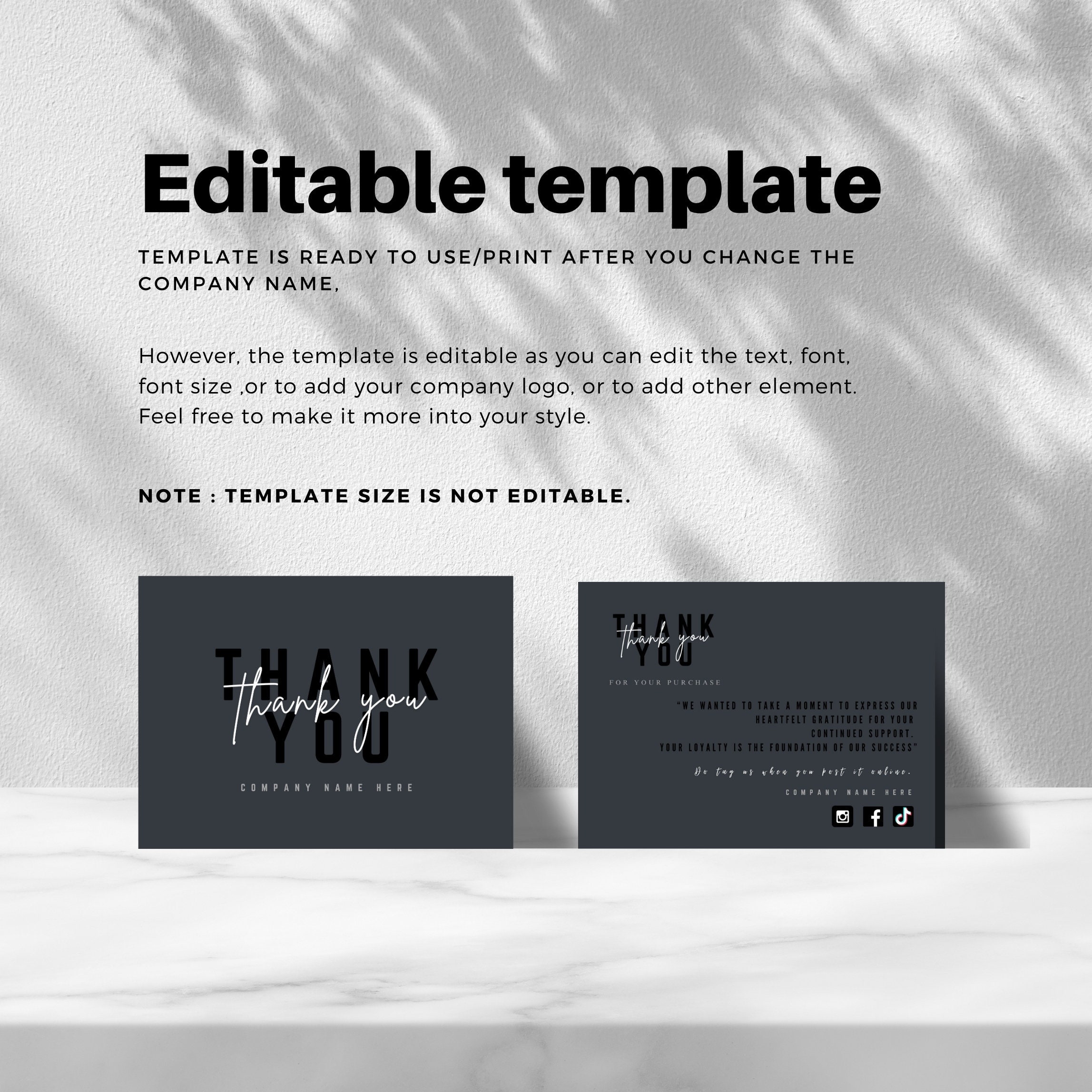 Smart Business Thank You Card, Thank You for Your Purchase, Black ...