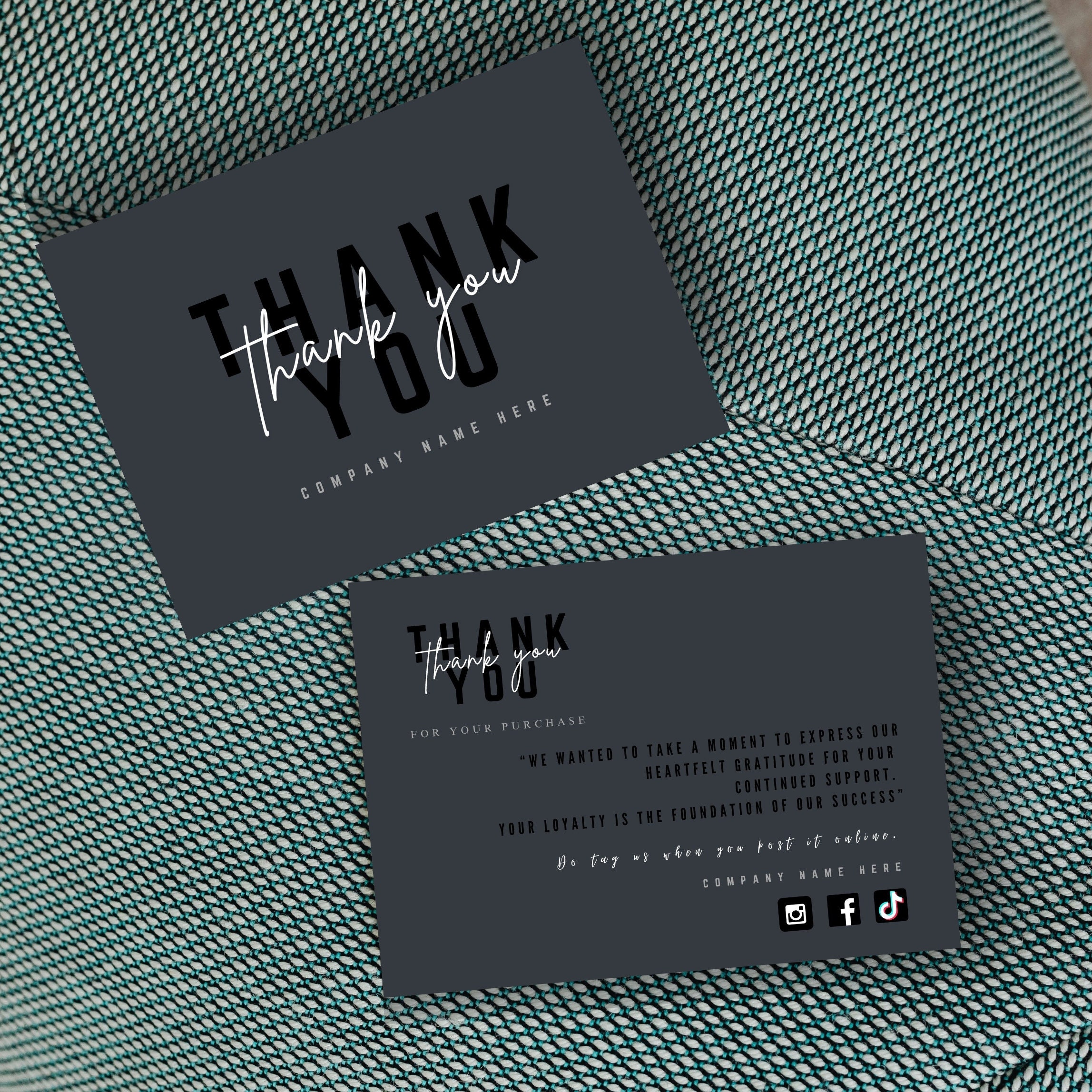 Smart Business Thank You Card, Thank You for Your Purchase, Black ...