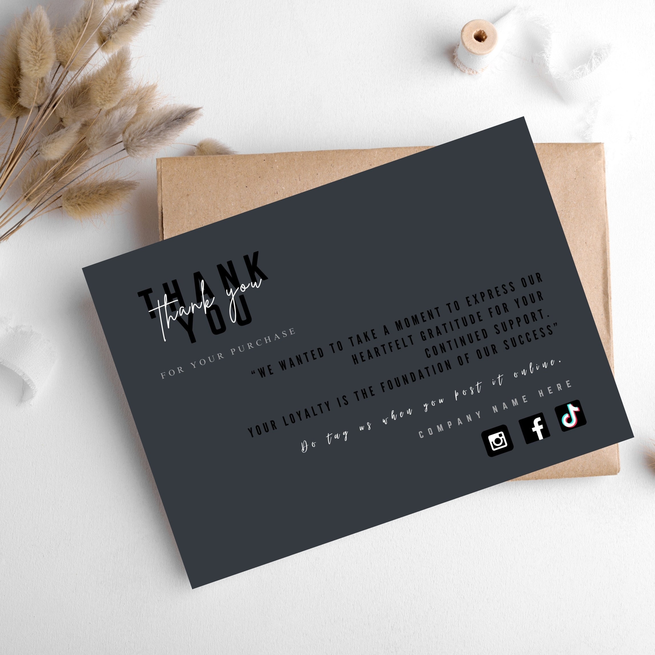 Smart Business Thank You Card, Thank You for Your Purchase, Black ...