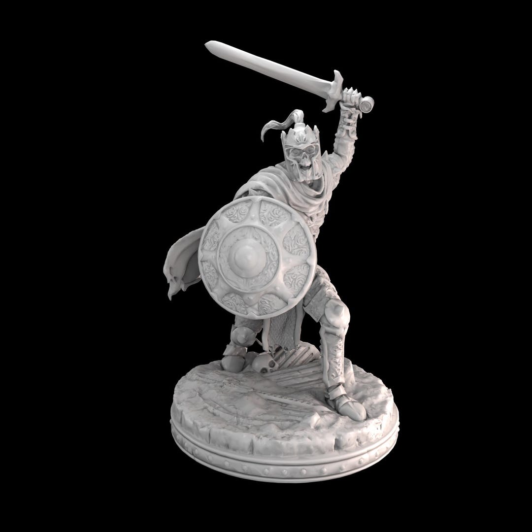 Death Knight Skull-headed Warrior in Armor With Shield and Sword RPG ...