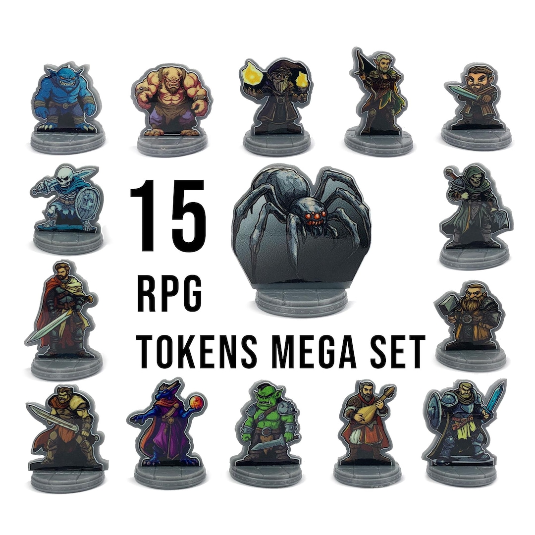 MEGA RPG Tokens Set Dwarf, Troll, Skeleton, Orc, Barbarian, Warlok ...