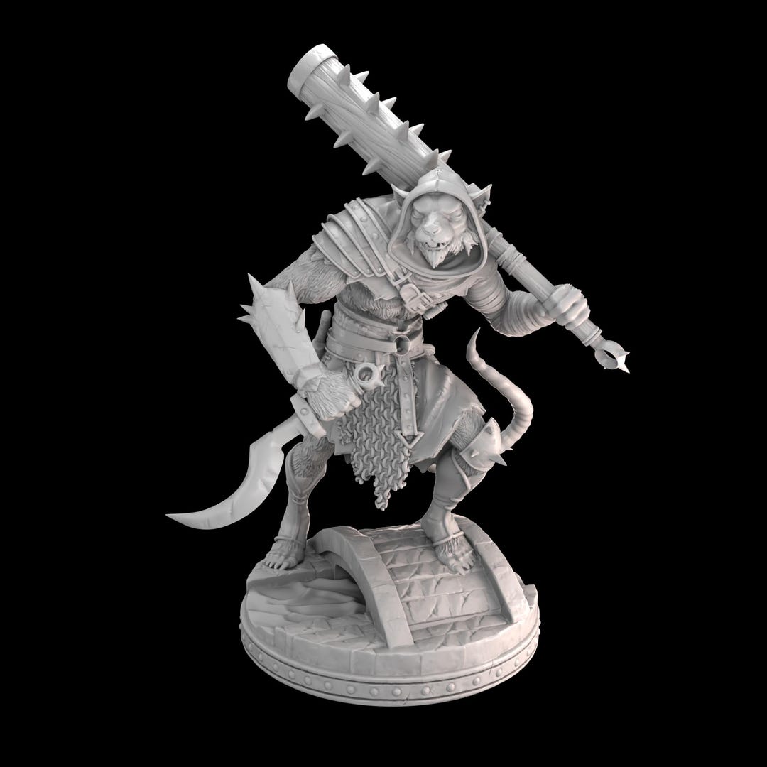 3d-printed Wererats Army Thagdrunog Were-rat Warrior With Mace and ...