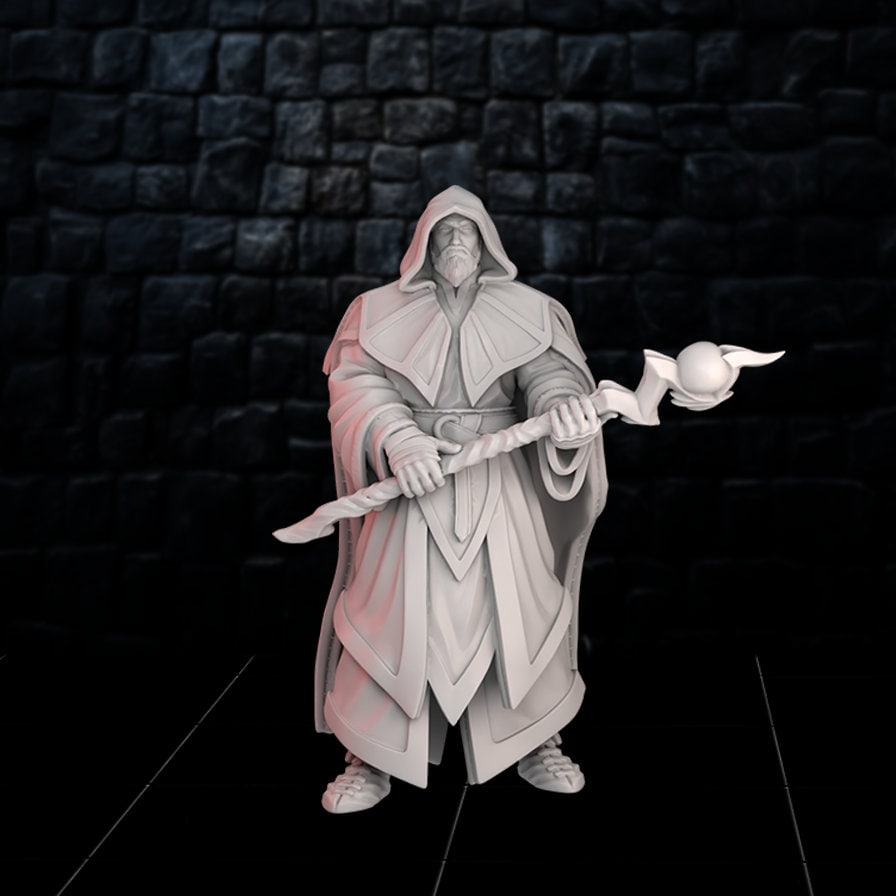 Human Wizard Miniature Sorcerer Dungeons and Dragons Mini Tabletop RPG ...