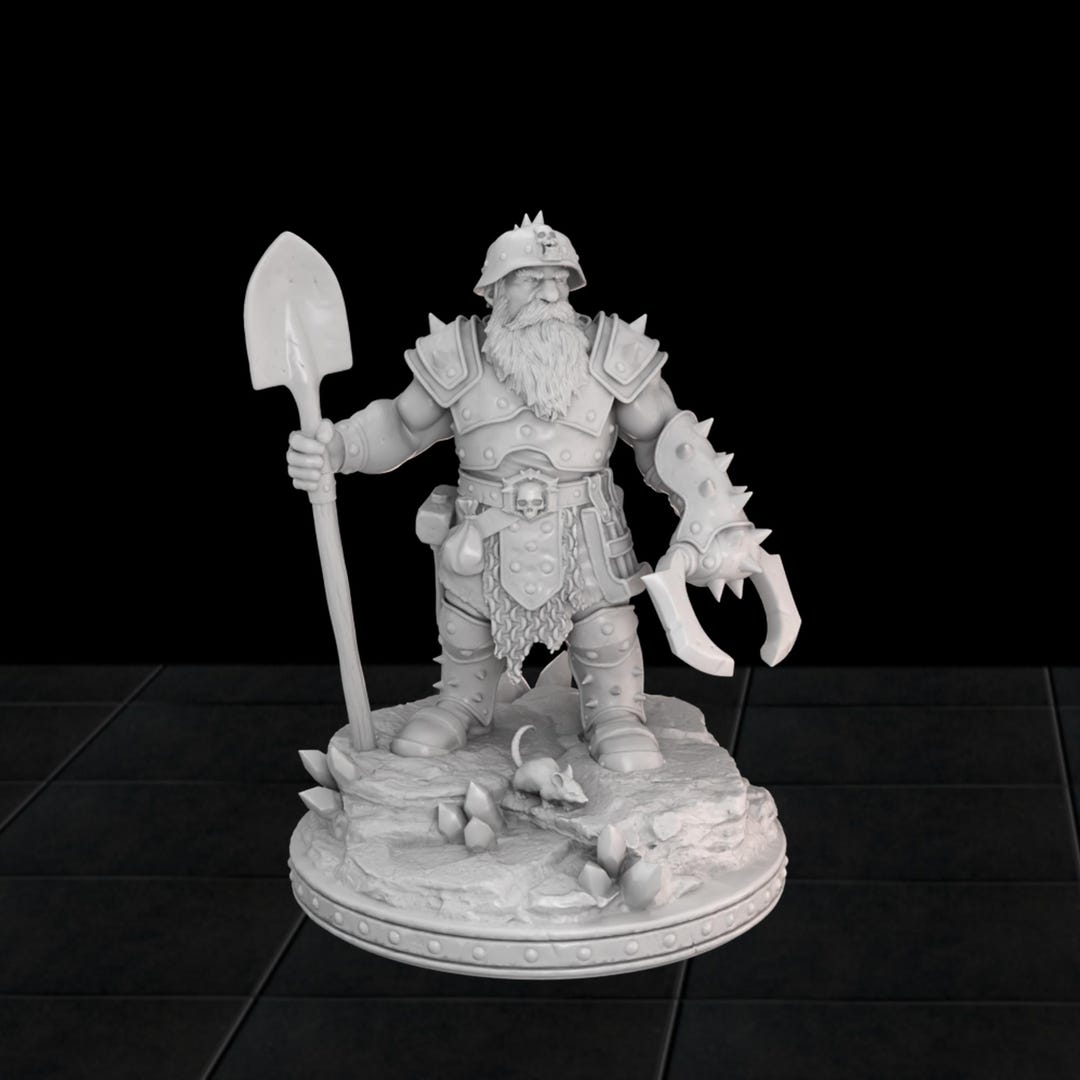 Dwarf Miner Murgrum Miniature | 32mm Resin Fantasy Figure With Pickaxe ...