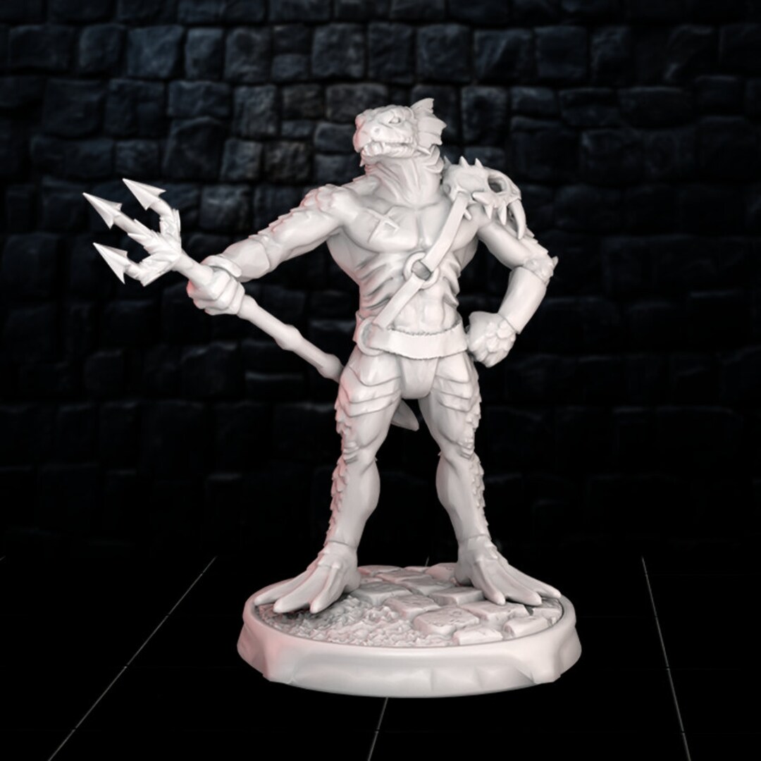 Lizardfolk Sszarokk Warrior Miniature Fighter Miniature Mini Tabletop ...