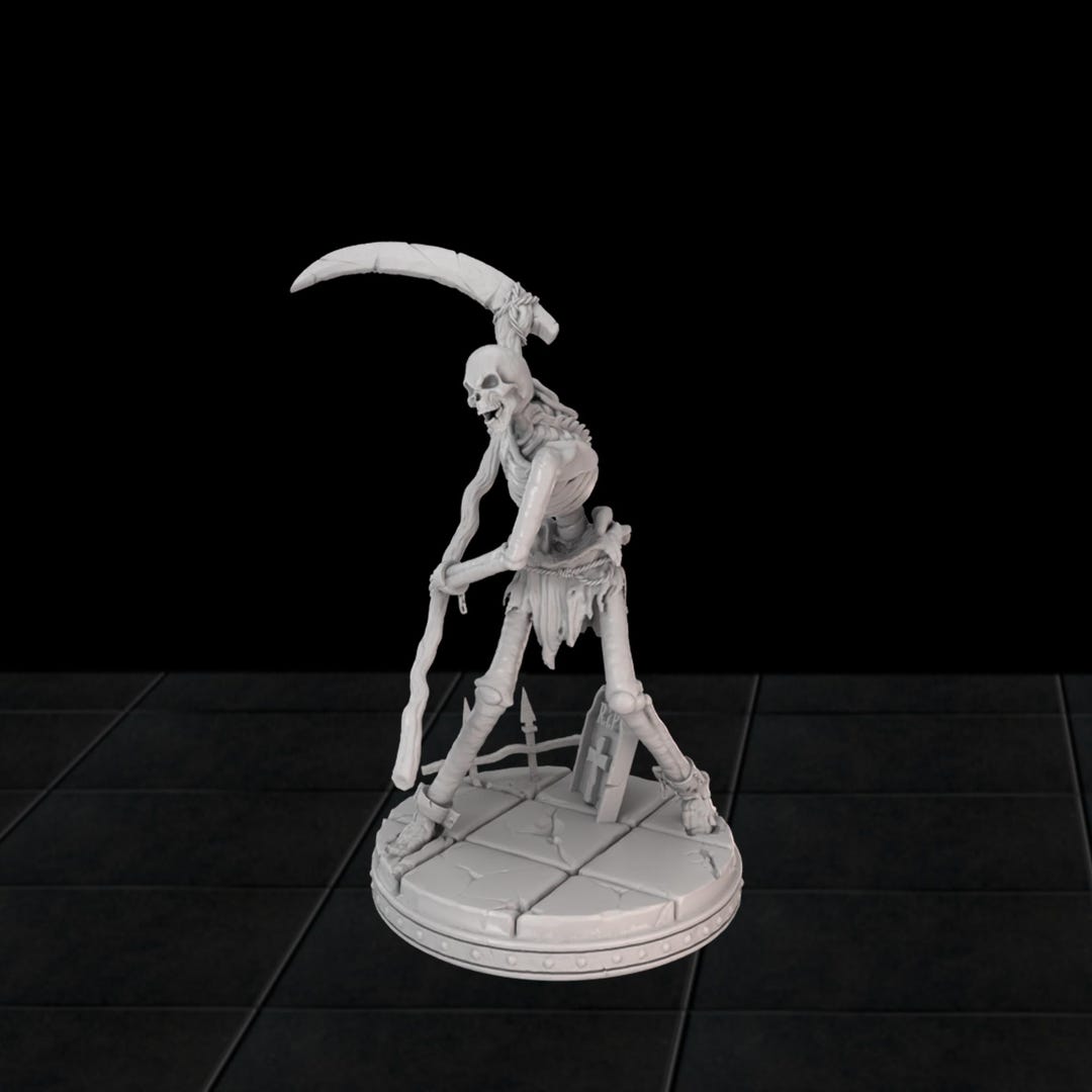 Skeletal Reaper Miniature | 32mm Resin Fantasy Figure With Scythe for ...
