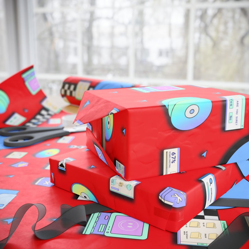 80s Retro Computer Icons Wrapping Paper, Funny Gift Wrap - Etsy