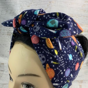 Solar System Planets Pin up Style Wide Head Scarf Hair Wrap FLANNEL ...