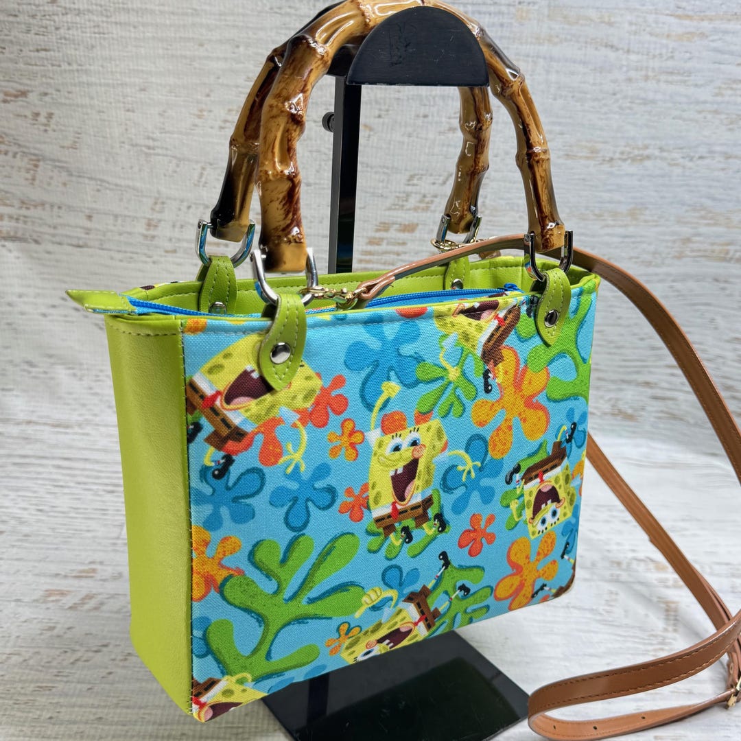 Sea Sponge Tropical Toss - Vinyl & Eco Canvas Handbag With Bamboo ...
