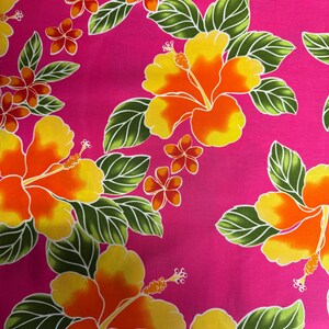 Hibiscus Pink Quilting Cotton Fabric by the Yard Aloha Hawaiian Pint ...